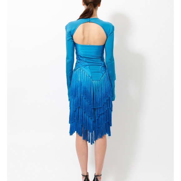 Gucci | Dresses | Gucci Tom Ford Blue Silk Tassel Runway Dress 4 | Poshmark